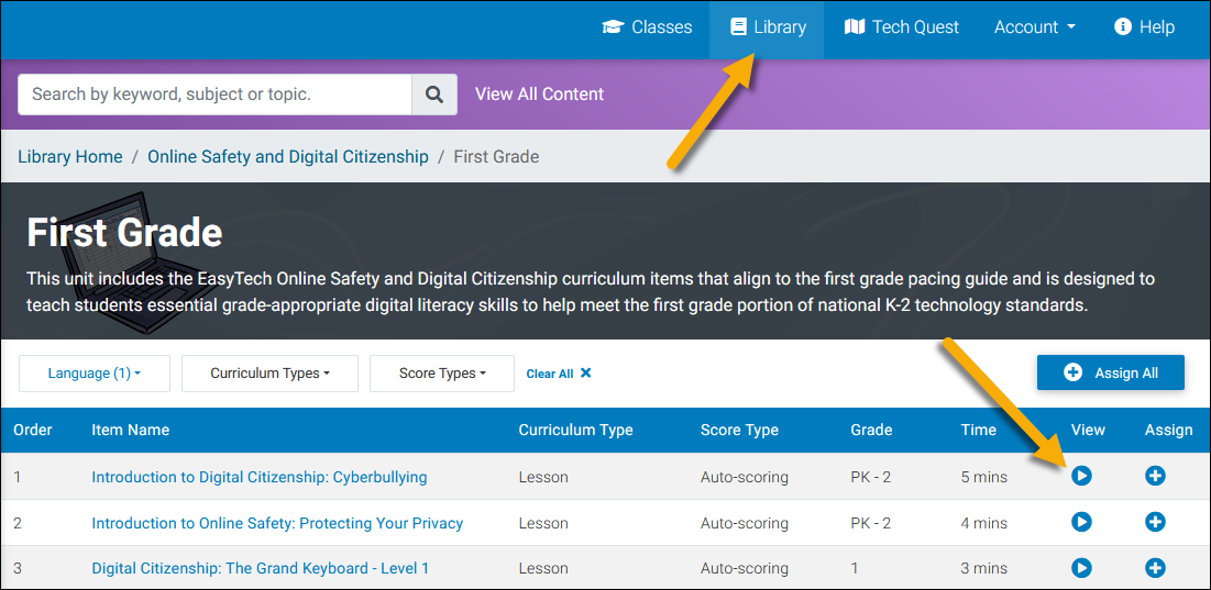 Previewing curriculum as a student