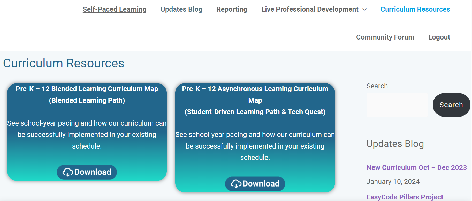 Teacher resources and curriculum maps