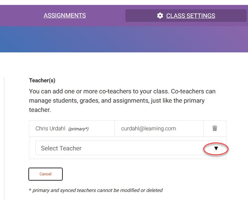 Adding co-teachers to classes