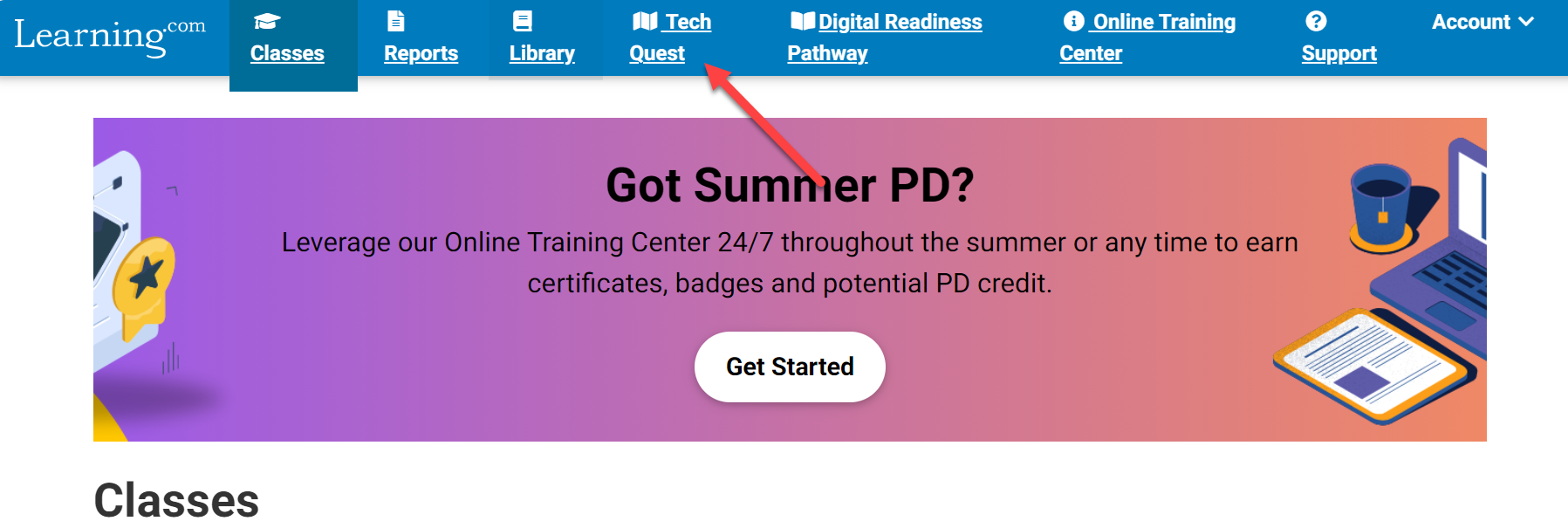 Viewing student progress in Tech Quest
