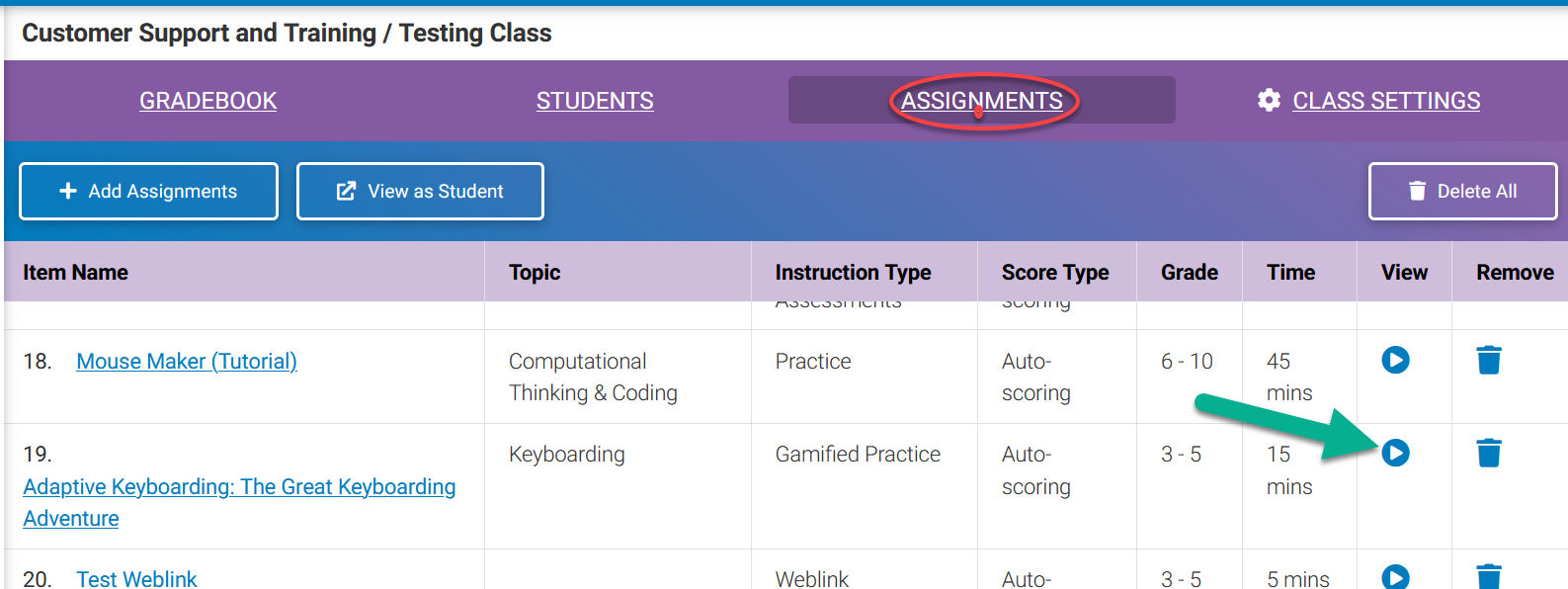 Adaptive Keyboarding dashboard and resources