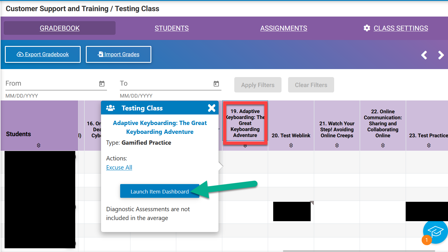 Adaptive Keyboarding dashboard and resources