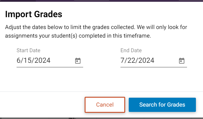 Importing student scores into the gradebook